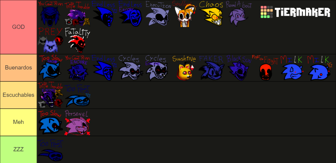 Friday Night Funkin Sonic.EXE V1-V2-V3 All Songs Tier List (Community ...