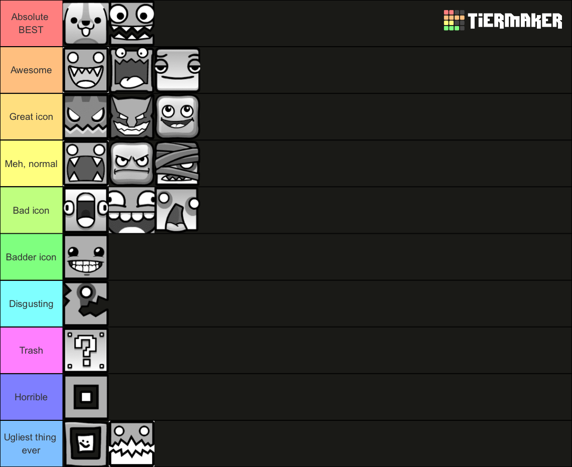 Best Geometry Dash icons Tier List (Community Rankings) - TierMaker Best Geometry Dash icons Tier List (Community Rankings) - TierMaker