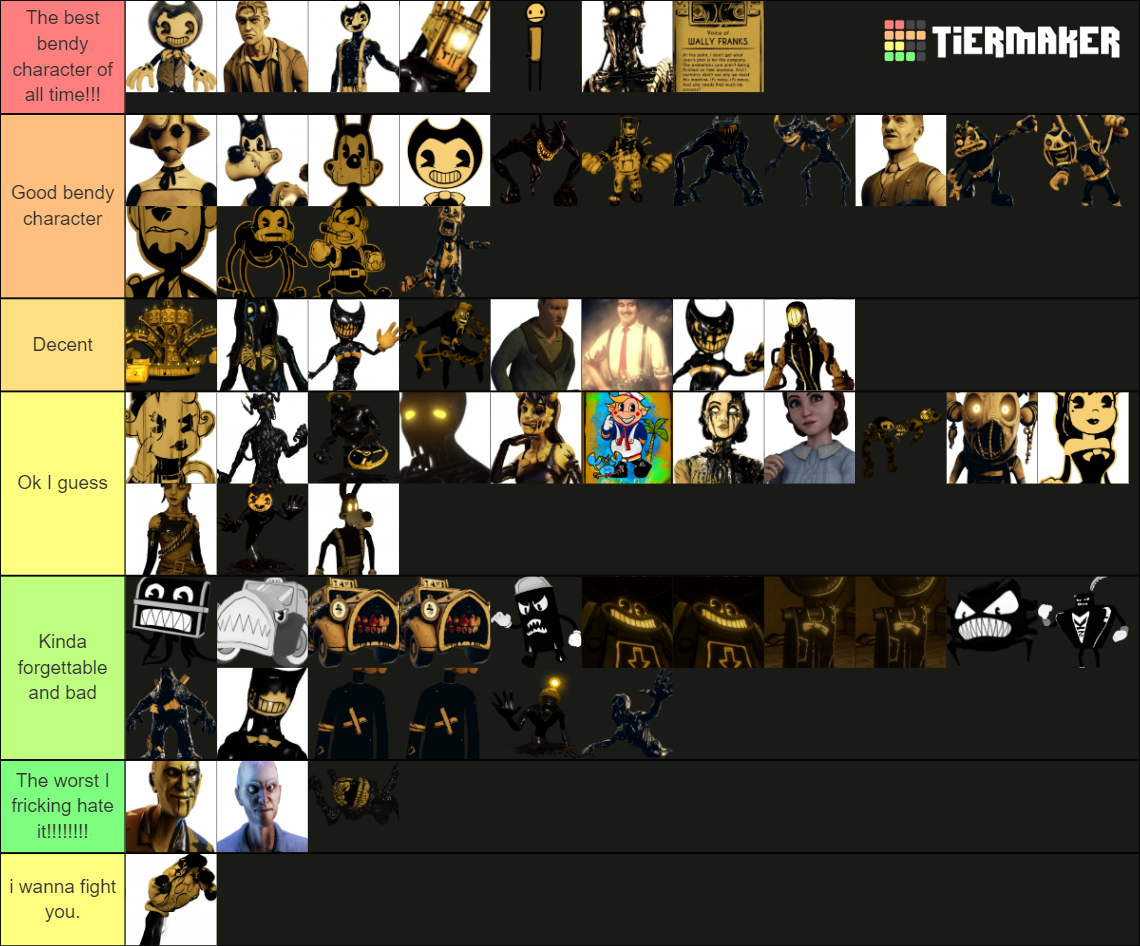 All of the bendy characters ranking Tier List (Community Rankings) - TierMaker