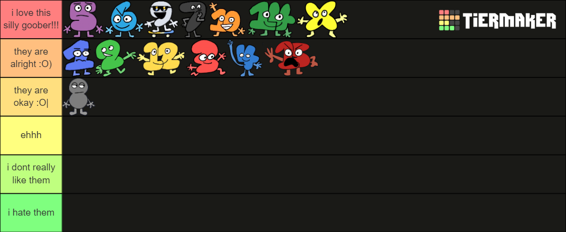 BFDI Algebralien Ranking Tier List (Community Rankings) - TierMaker