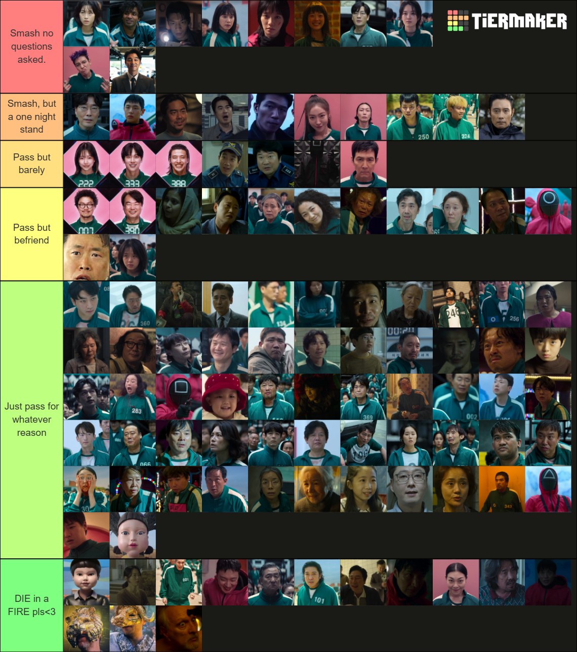 Squid Game Characters Tierlist *100+* (Seasons 1&2) Tier List ...