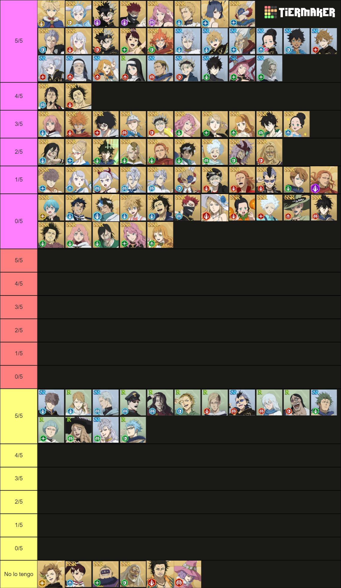 Black Clover Mobile UPDATE! Tier List (Community Rankings) - TierMaker