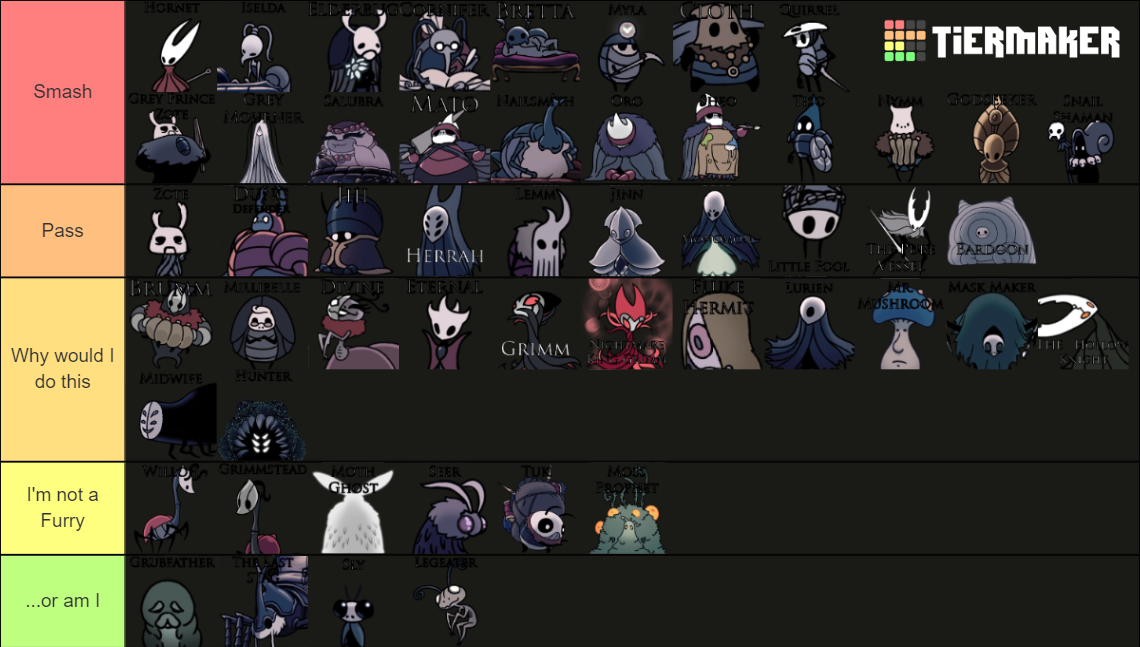 Hollow Knight NPCs Smash or Pass Tier List (Community Rankings) - TierMaker