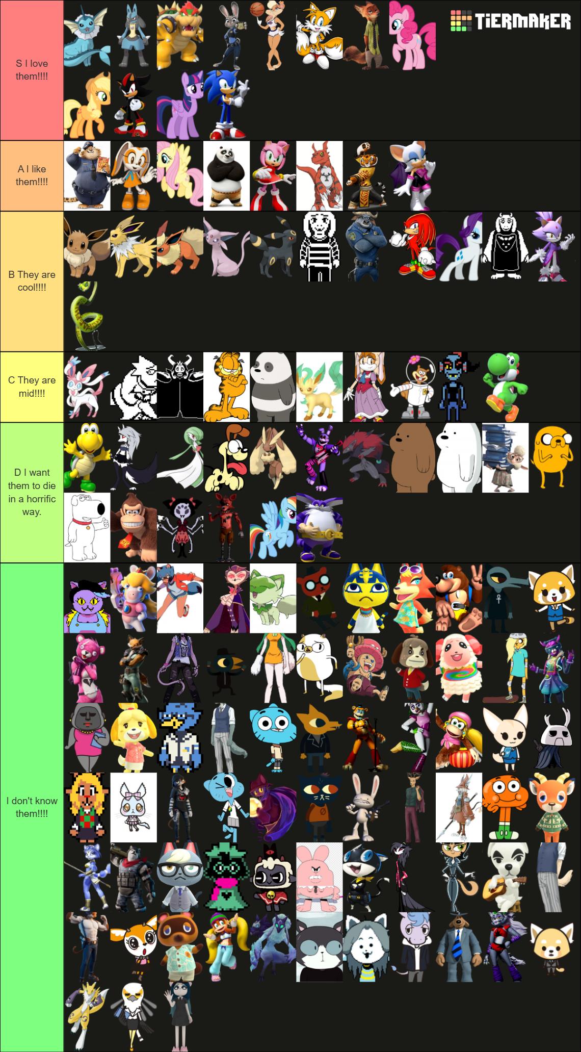 Furry Characters Tier List (Community Rankings) - TierMaker