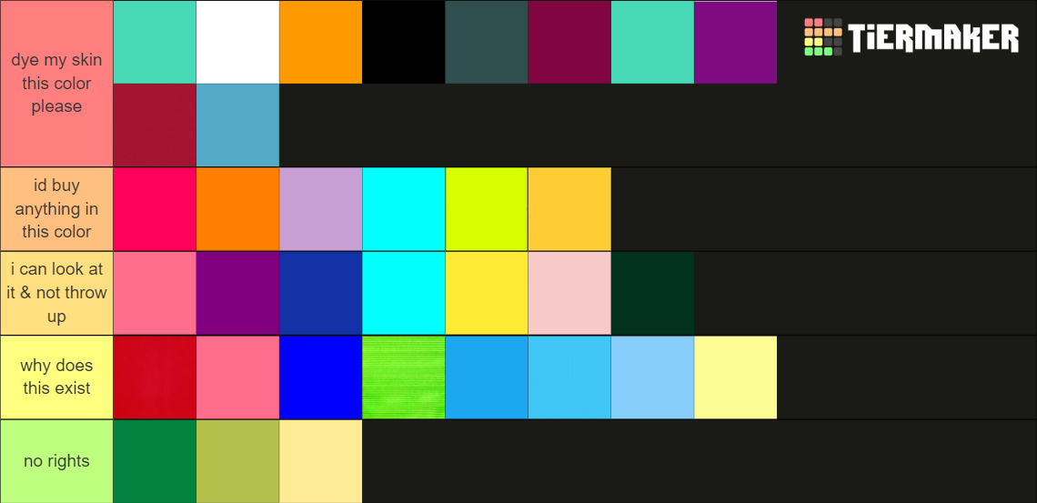 favorite color Tier List (Community Rankings) - TierMaker