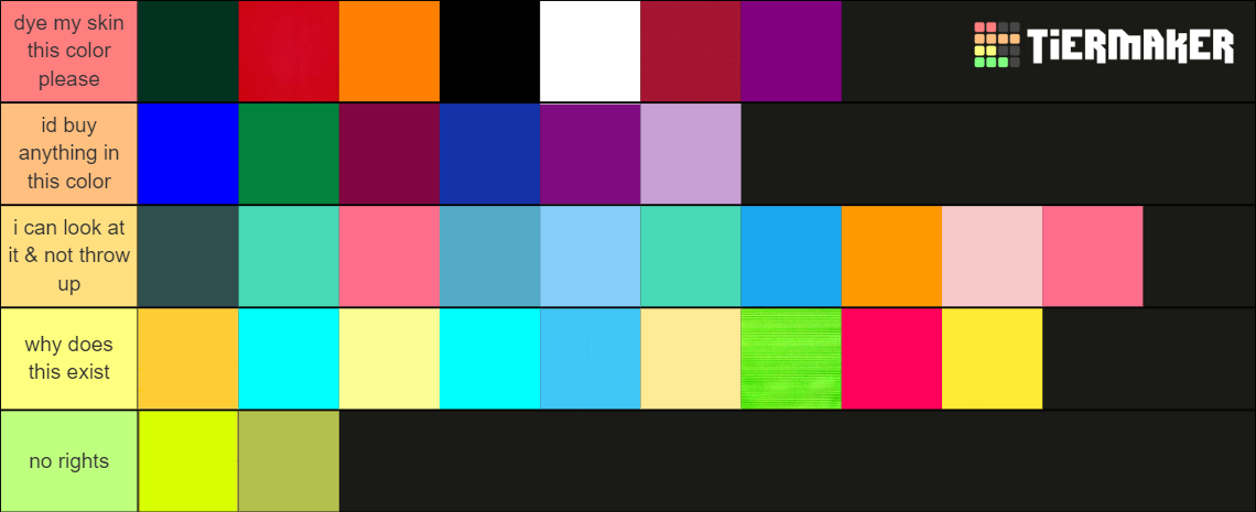 favorite color Tier List (Community Rankings) - TierMaker