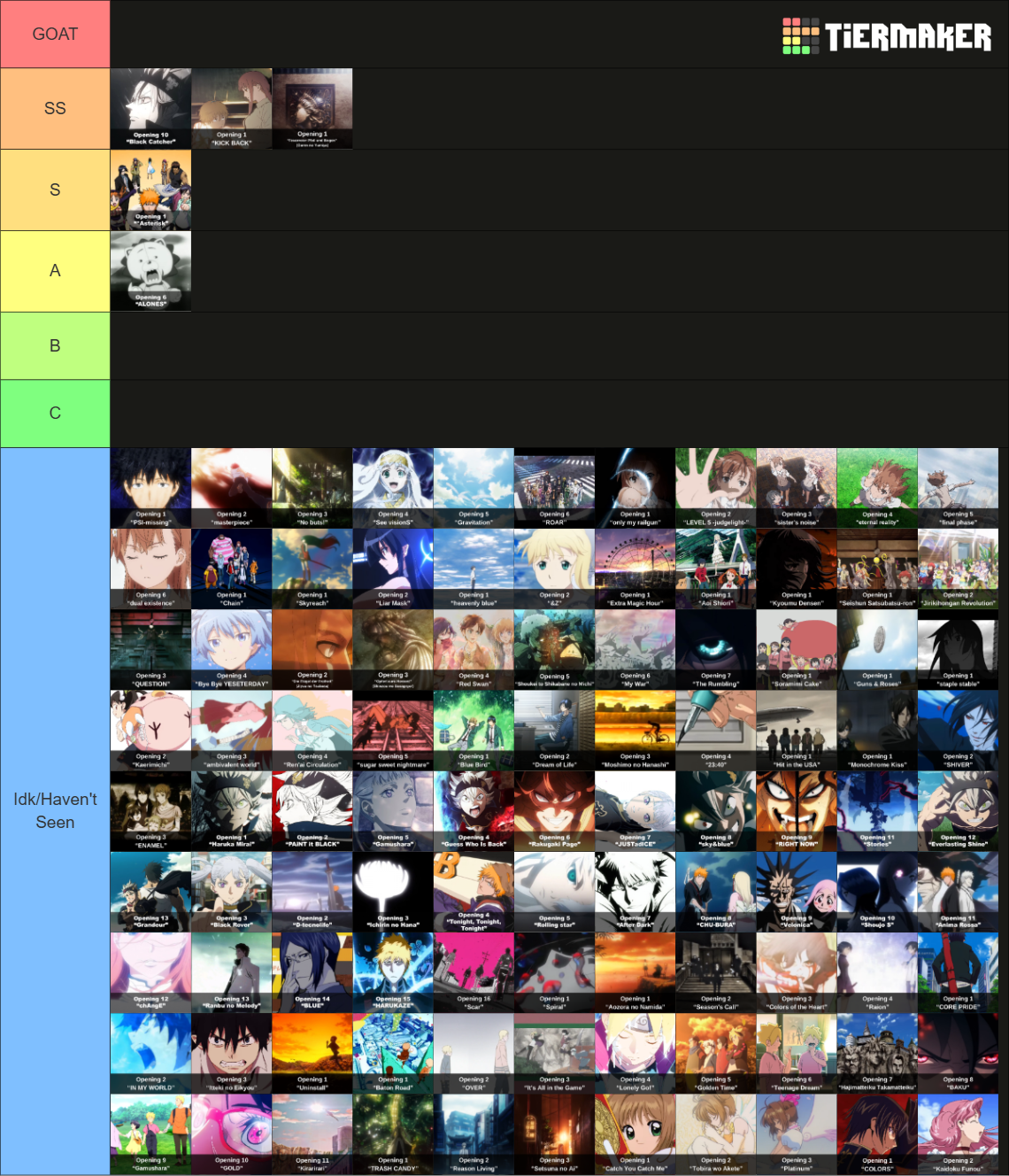 Best Anime Openings (150+ Anime, 500+ Openings) Tier List (Community ...