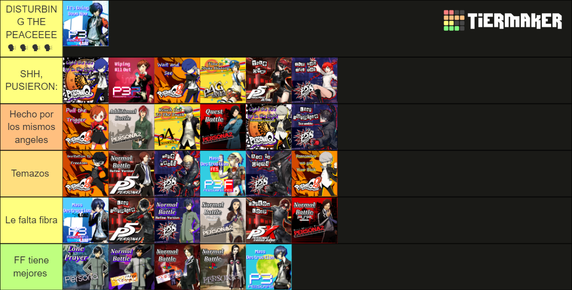 Persona Battle Themes (P1 - P3R/P5X) Tier List (Community Rankings ...