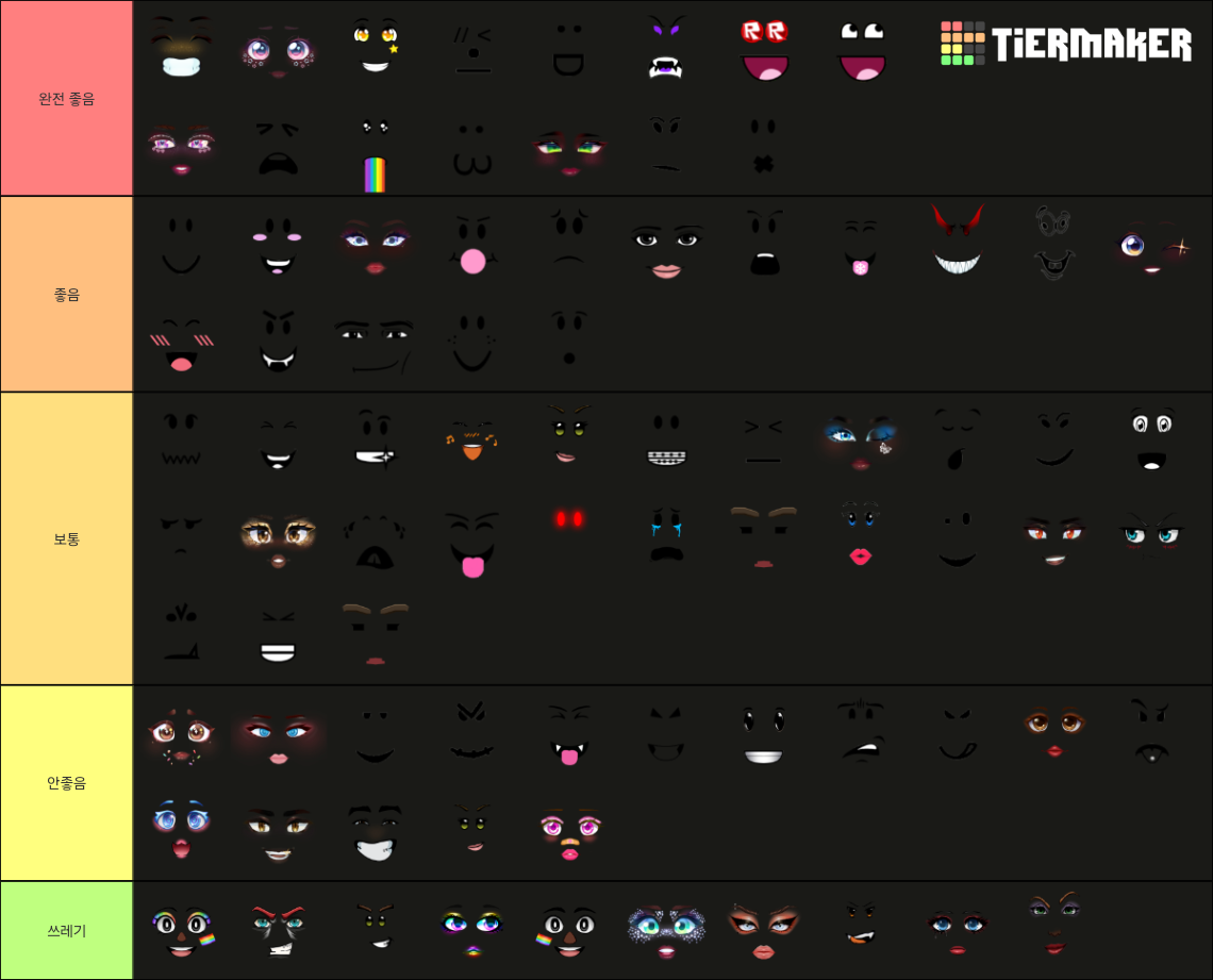 roblox face Tier List (Community Rankings) - TierMaker