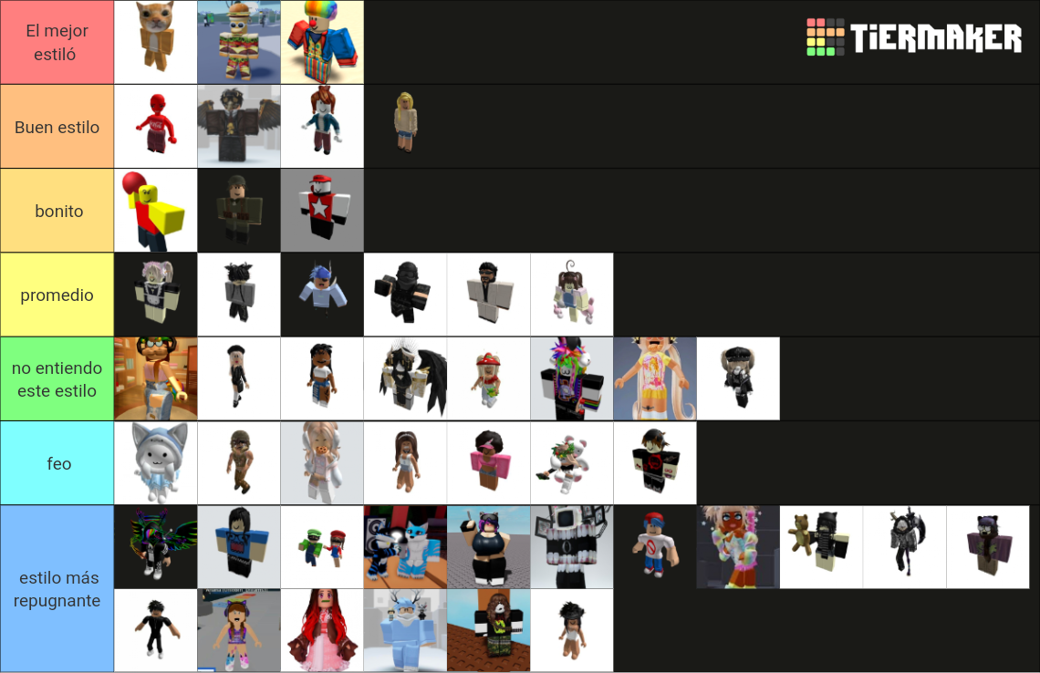 roblox styles 50+ Tier List (Community Rankings) - TierMaker
