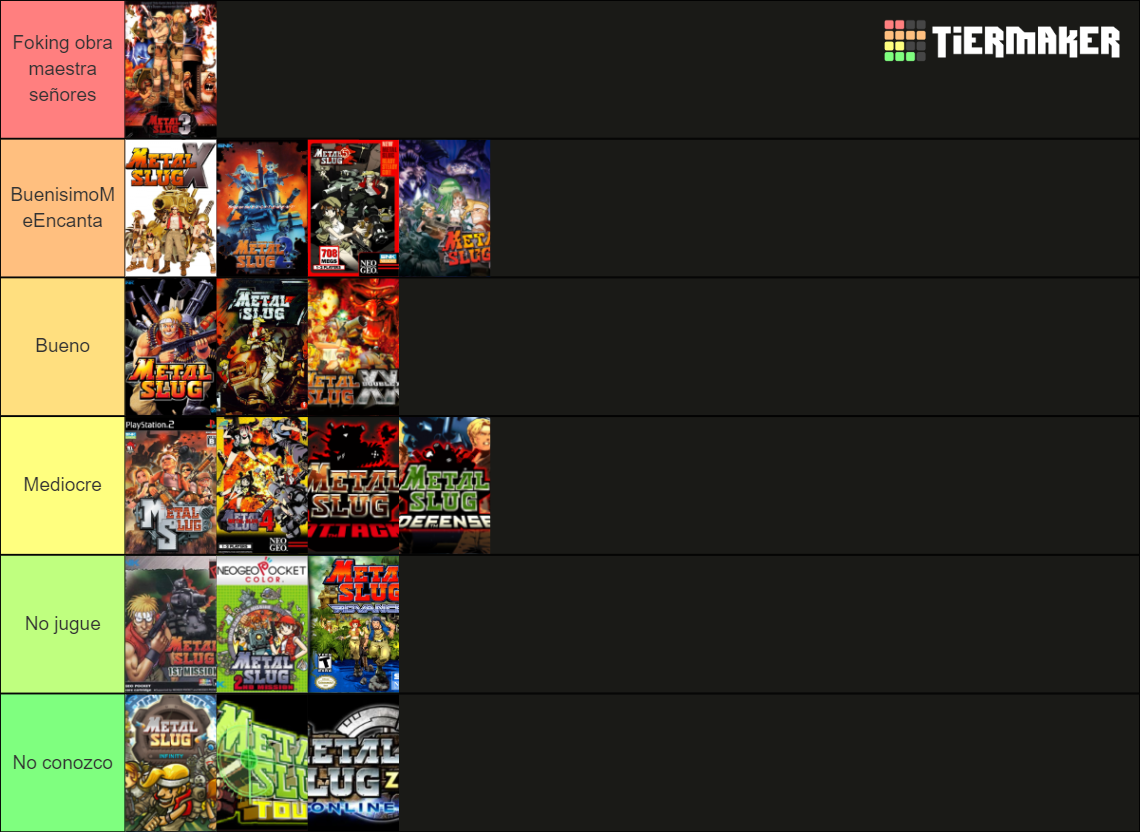 Metal Slug games Tier List (Community Rankings) - TierMaker