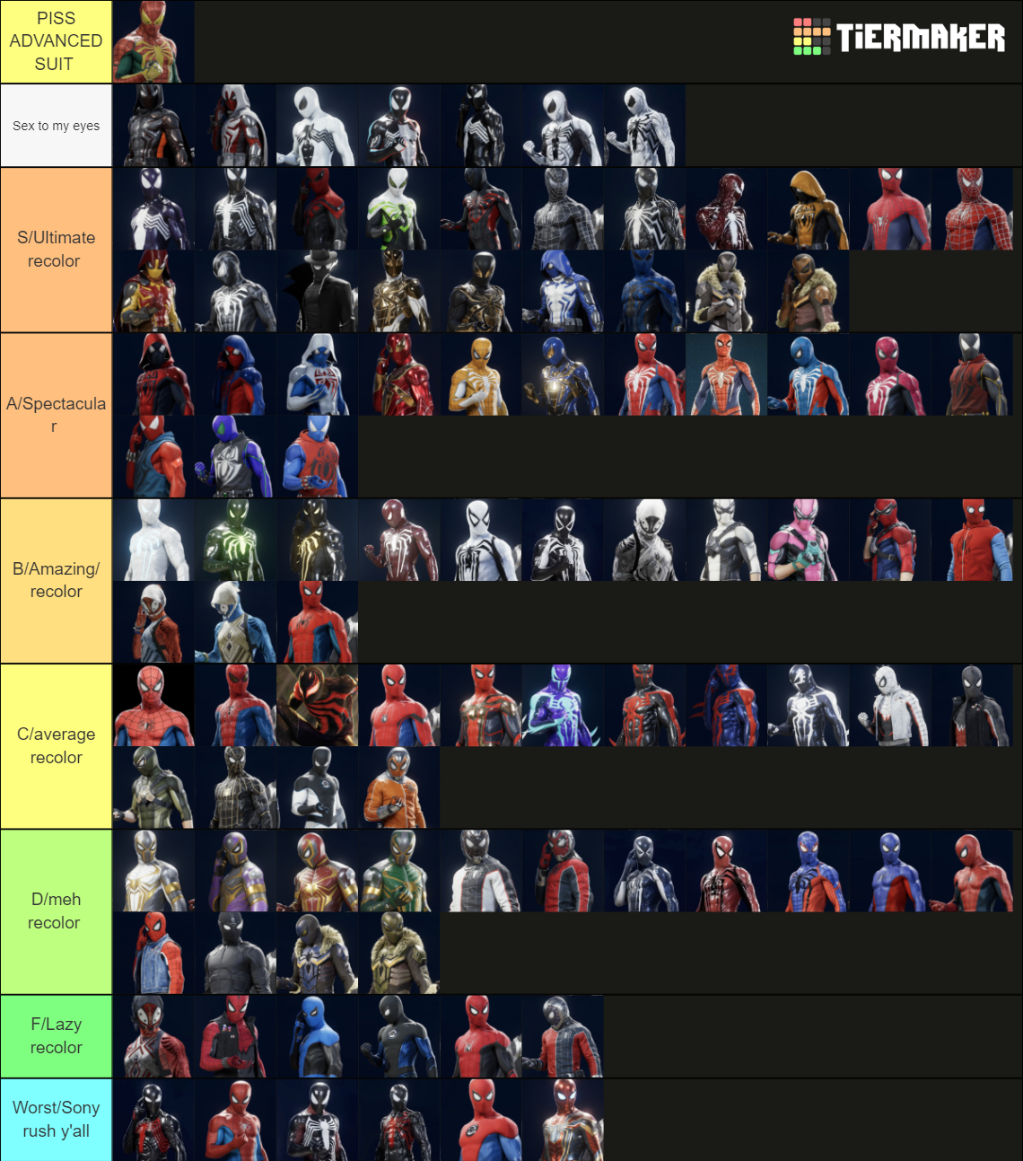 ALL MARVEL’S SPIDER-MAN 2 SUITS (6.18.24 UPDATE) Tier List (Community ...