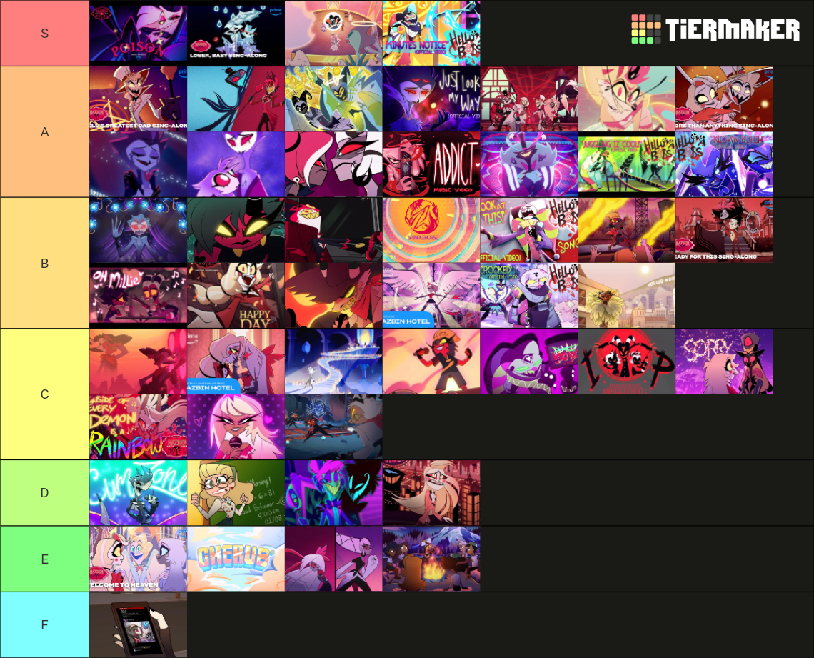all hazbin hotel and helluva boss songs Tier List (Community Rankings) - TierMaker
