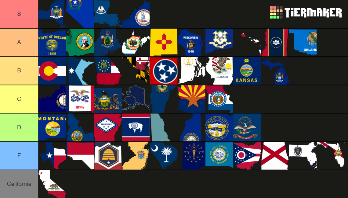 USA State Flag Map Tier List (Community Rankings) - TierMaker