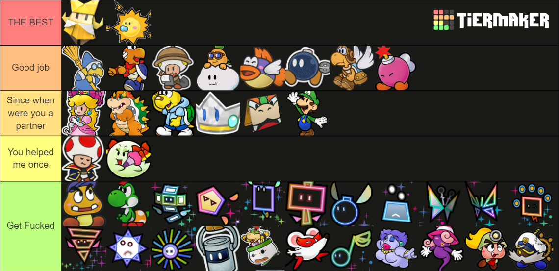 Paper Mario Partners, Pixls, and Companions Tier List (Community ...