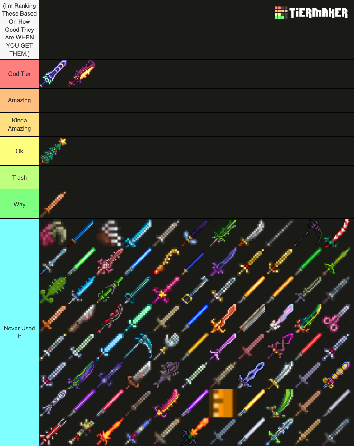 Terraria Melee Weapons Tier List (Community Rankings) - TierMaker