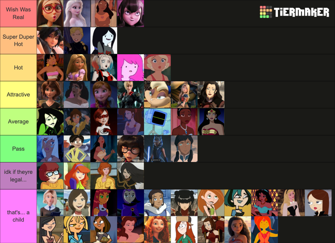 Actually hot cartoon baddies Tier List (Community Rankings) - TierMaker