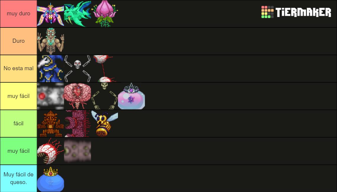 Terraria 1.4 boss difficulty Tier List (Community Rankings) - TierMaker