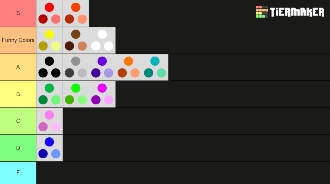 COLOR TIER LIST Tier List (Community Rankings) - TierMaker