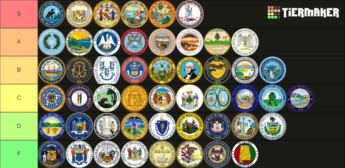 US State Seal (Updated 2024) Tier List (Community Rankings) - TierMaker