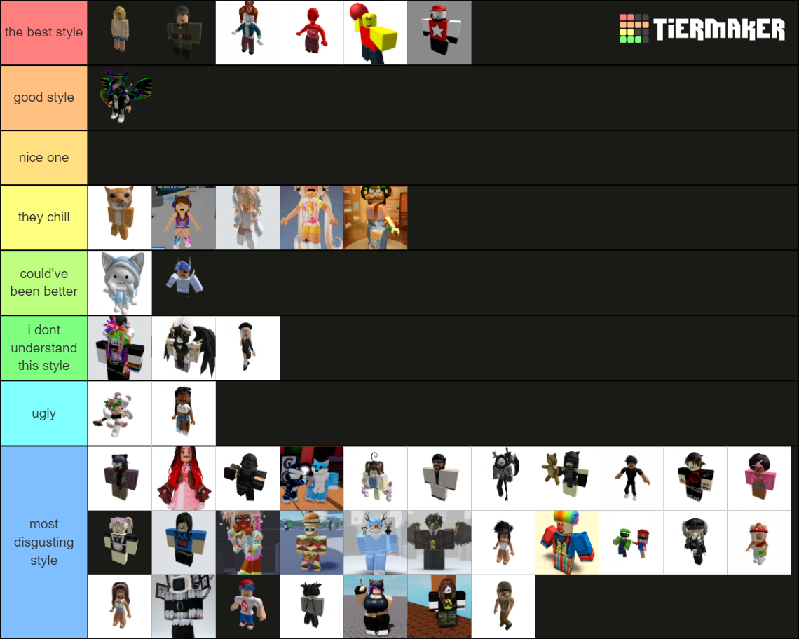 roblox styles 50+ Tier List (Community Rankings) - TierMaker