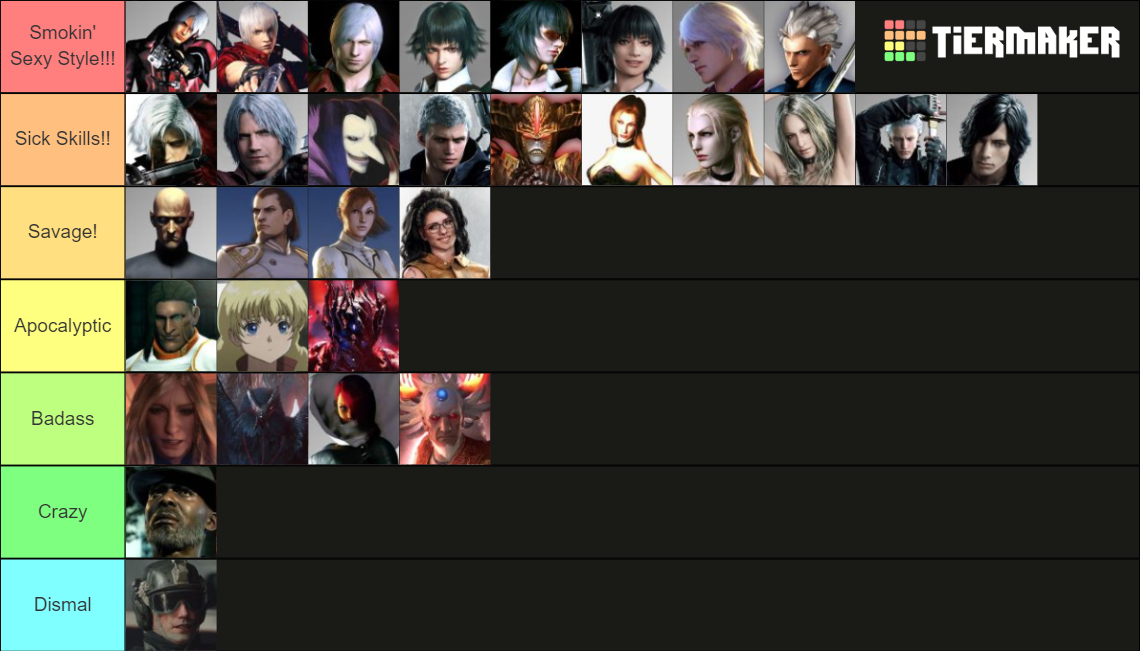 Devil May Cry All Characters Tier List (Community Rankings) - TierMaker