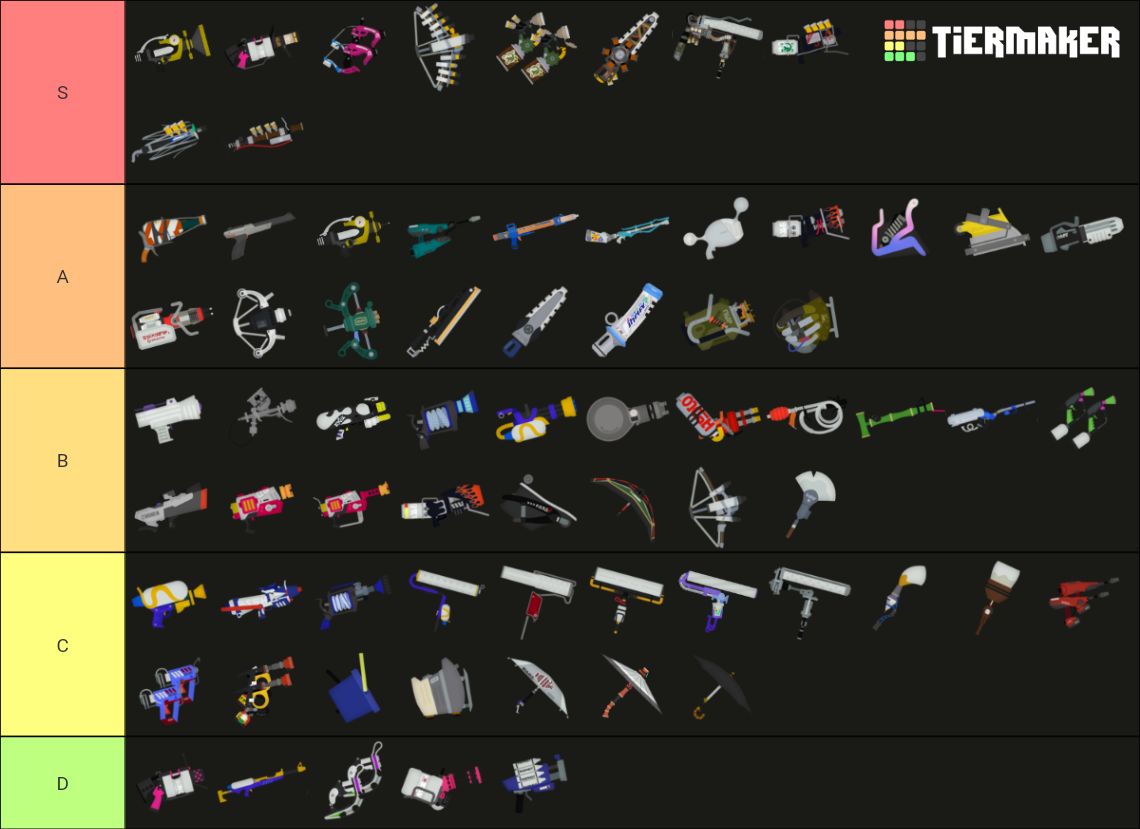 (2D Icons) Splatoon 3 Salmon Run Main Weapon Tier List (Community Rankings) - TierMaker