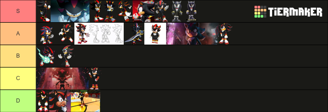 Shadow The Hedgehog Designs Tier List (Community Rankings) - TierMaker