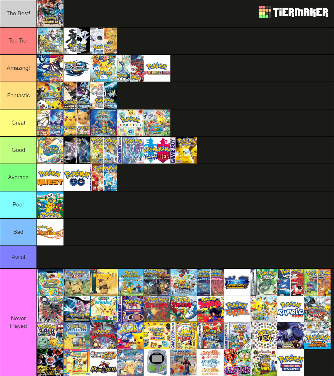 Every (EVERY) Pokemon Game Tier List (Community Rankings) - TierMaker
