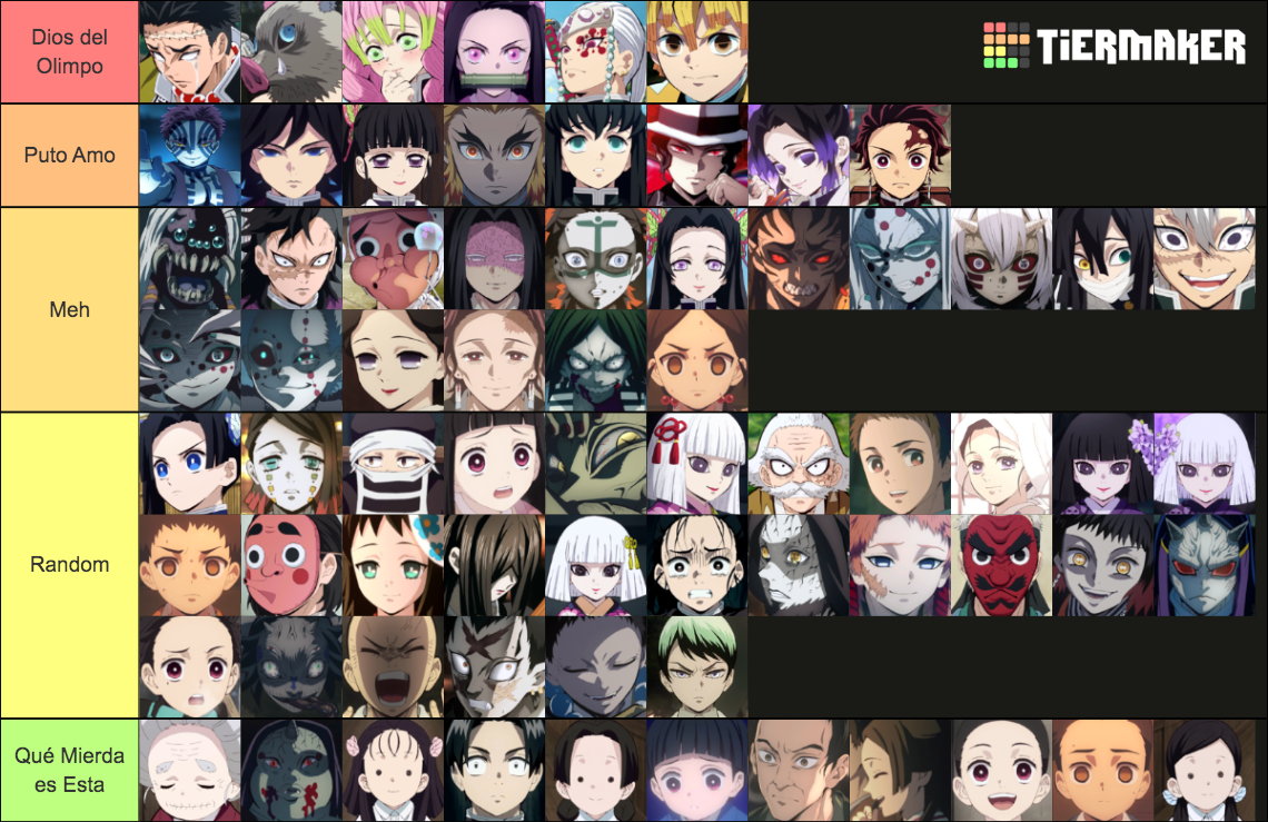 Todos los Personajes de Kimetsu no Yaiba (Anime) Tier List (Community ...