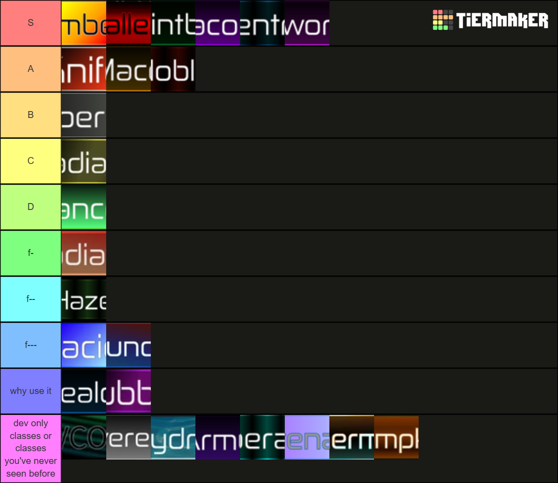 sbbf classes updated Tier List (Community Rankings) - TierMaker