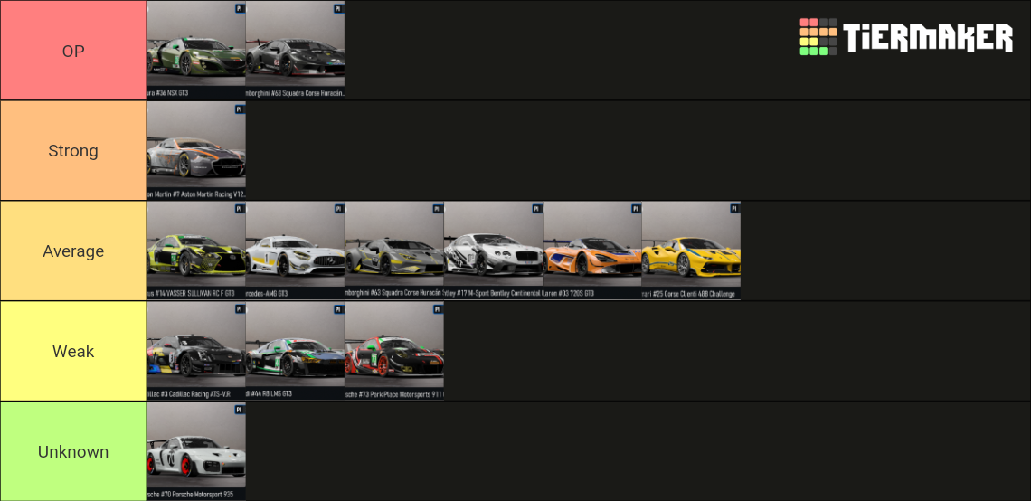 Forza Motorsport GT3 Cars Tier List (Community Rankings) - TierMaker