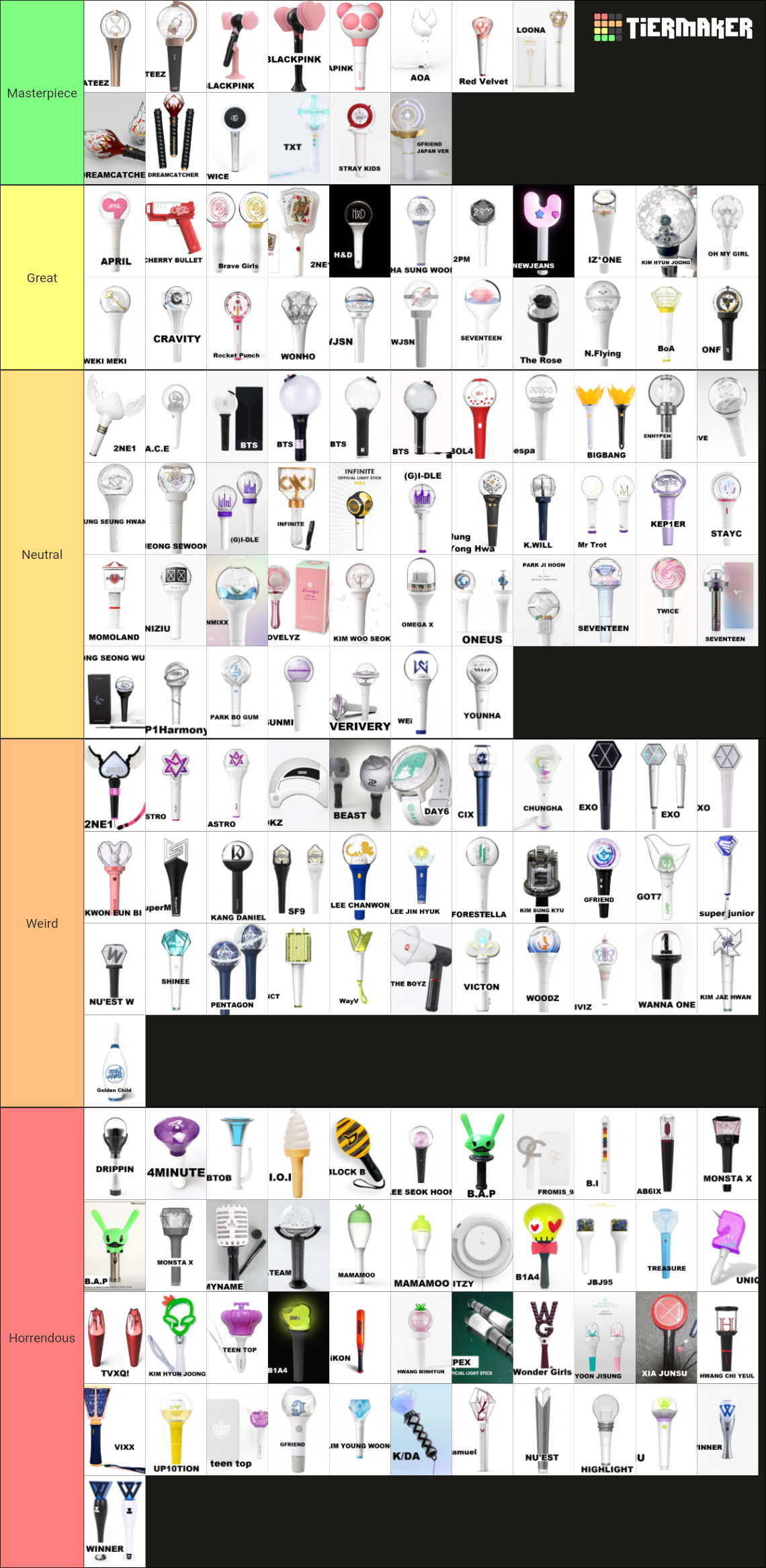 Every KPOP lightstick with group and soloist names Tier List (Community ...