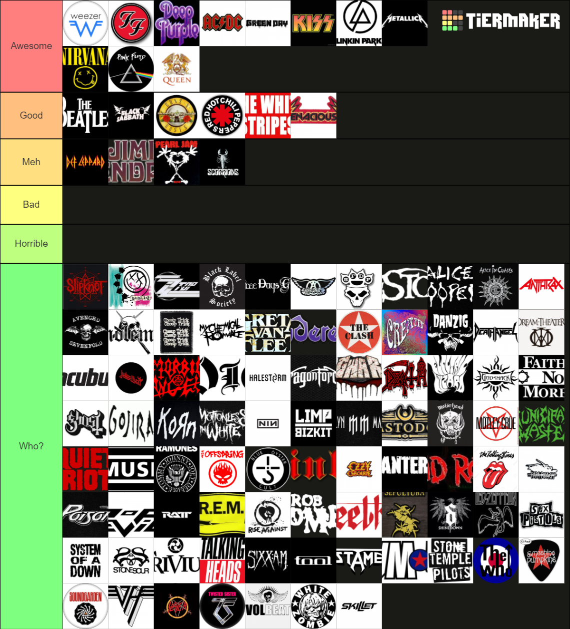 Metal and Rock Bands Tier List (Community Rankings) - TierMaker