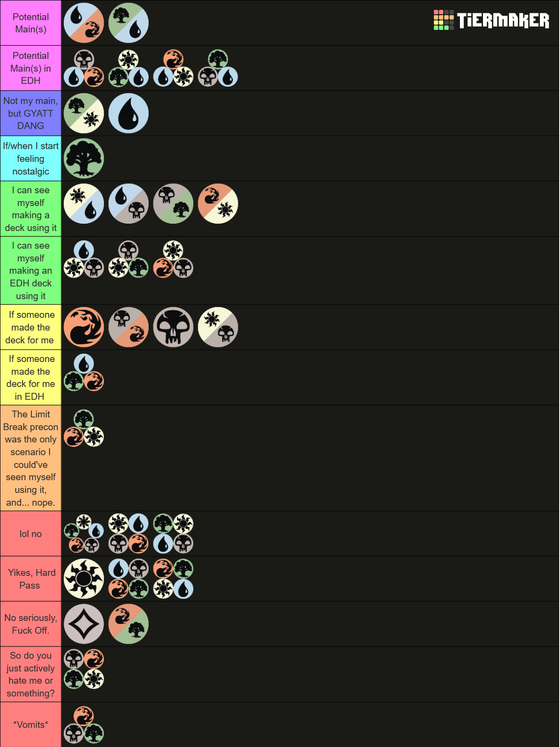 MTG Colors and Combinations Tier List (Community Rankings) - TierMaker