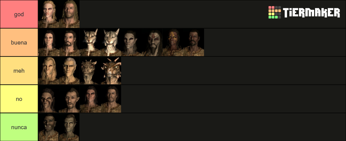 Skyrim Races Tier List (Community Rankings) - TierMaker