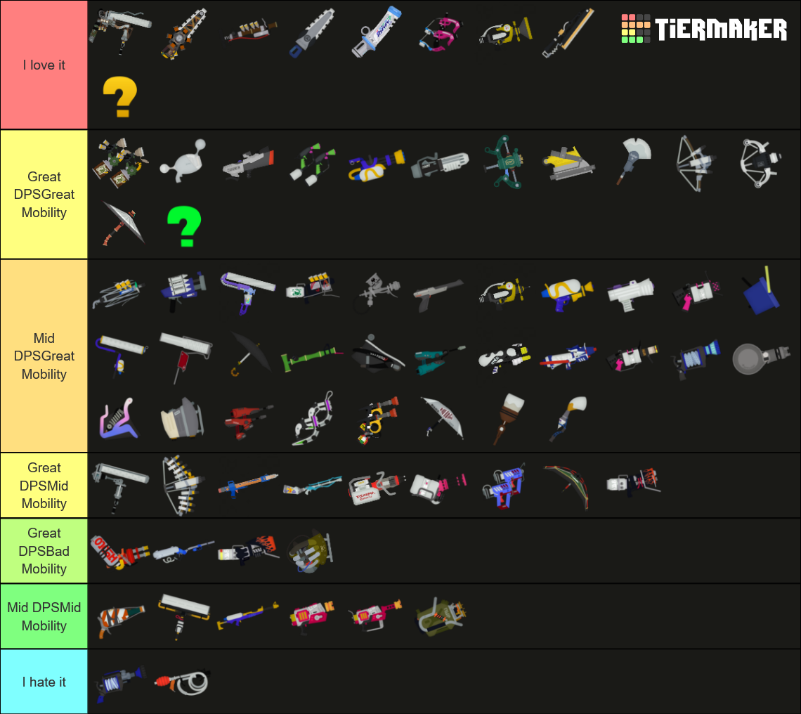 (2D Icons) Splatoon 3 Salmon Run Main Weapon Tier List (Community Rankings) - TierMaker