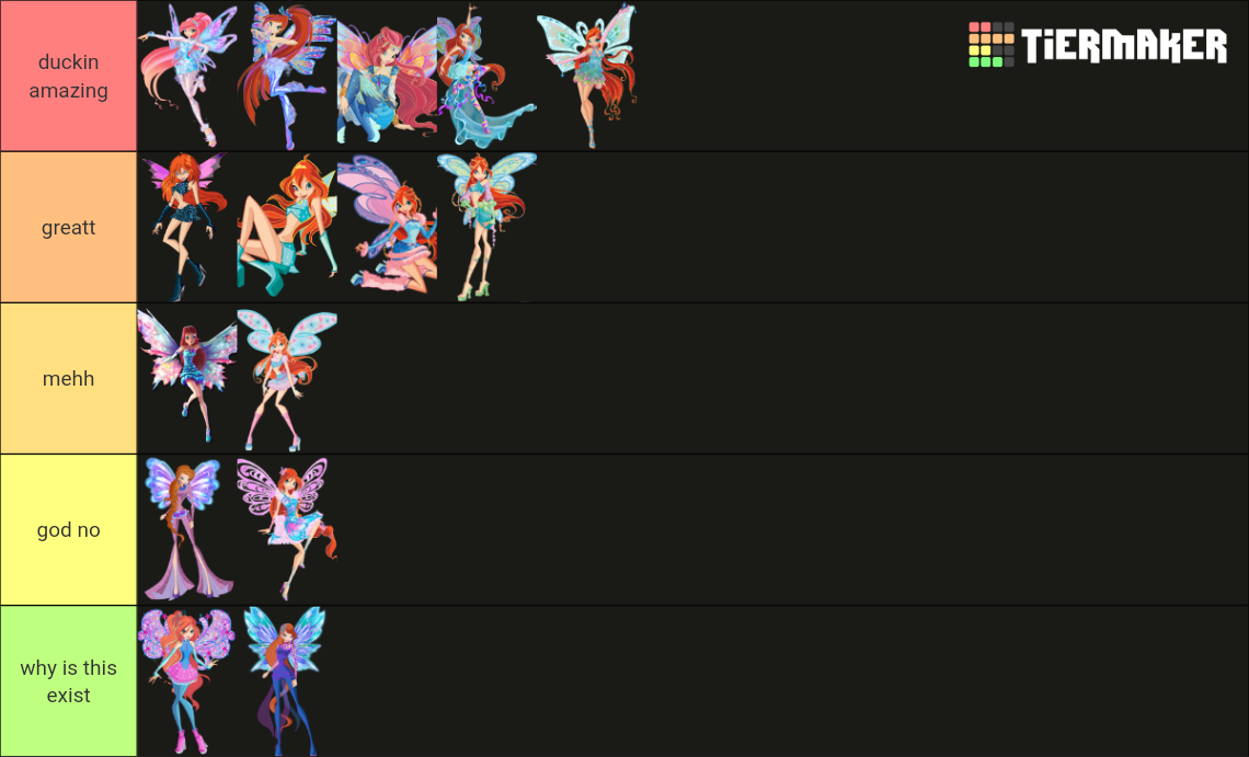 winx bloom all transformations Tier List (Community Rankings) - TierMaker