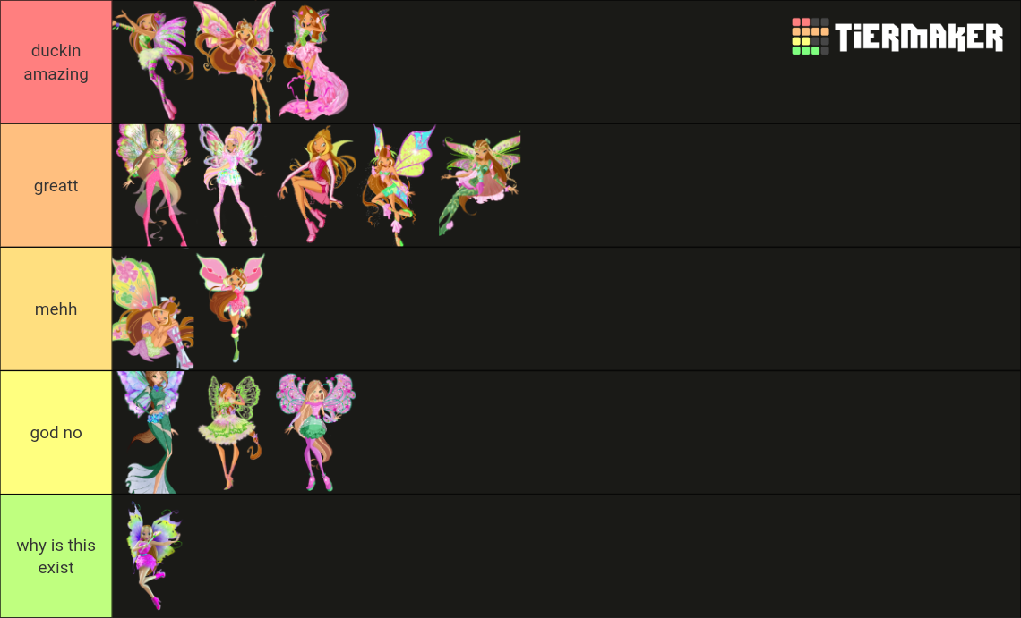 winx flora all transformations Tier List (Community Rankings) - TierMaker