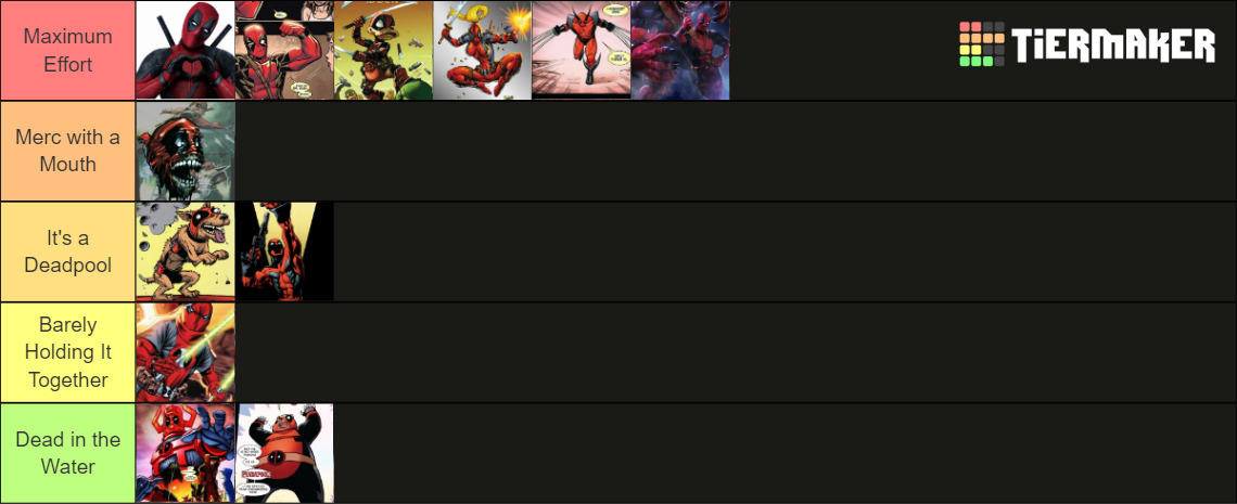 Alternate Versions of Deadpool Tier List (Community Rankings) - TierMaker