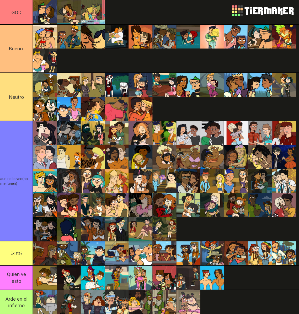 Total Drama Ship (+Fanmade and Reboot) Tier List (Community Rankings) - TierMaker