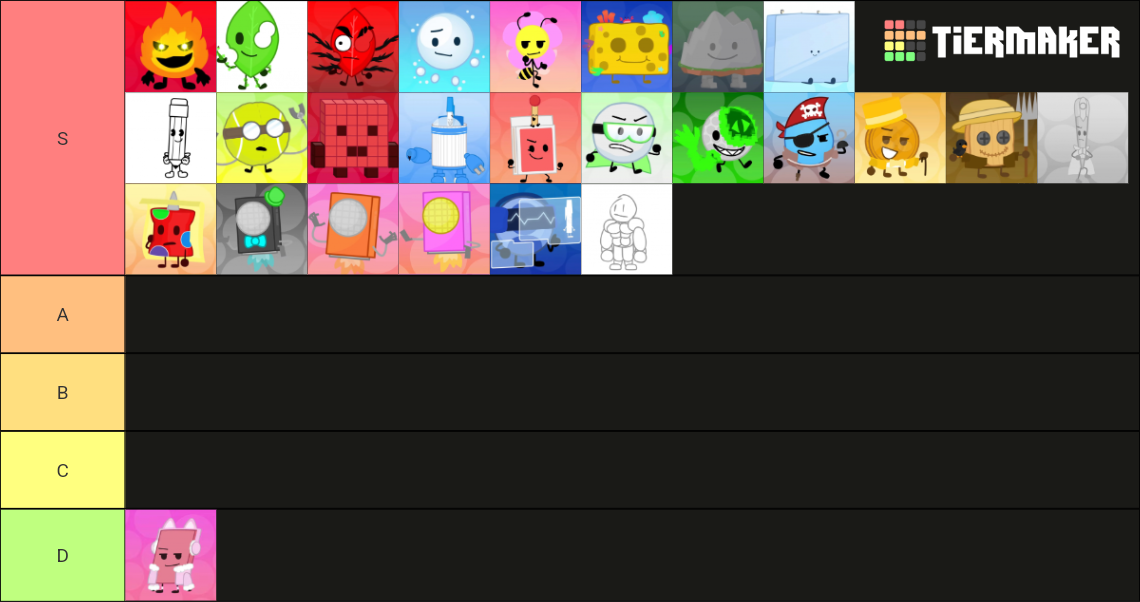 HyperCrystal’s BFDI Redesigns Tier List (Community Rankings) - TierMaker