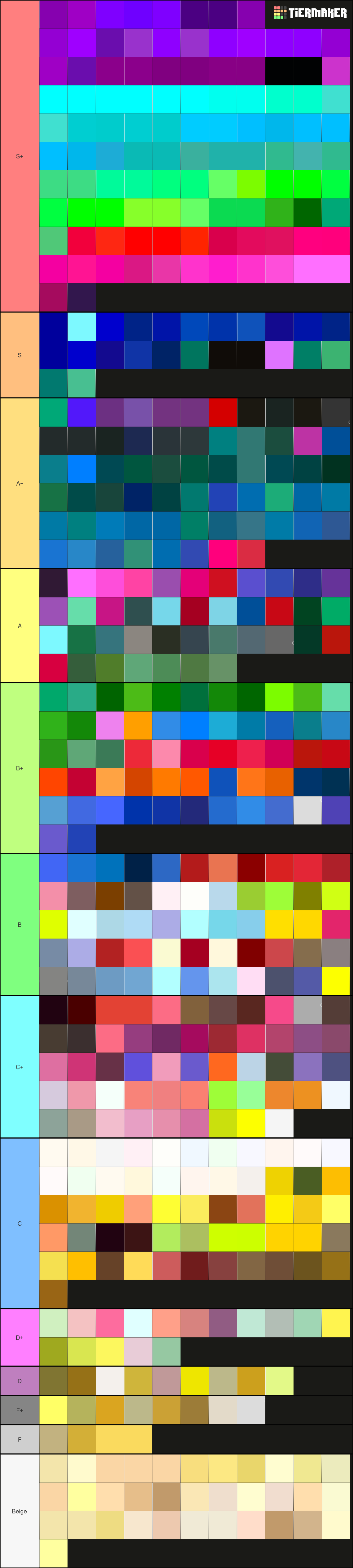 all named colours on wikipedia Tier List (Community Rankings) - TierMaker