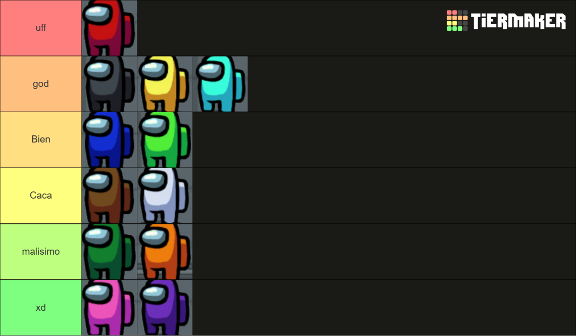 Among Us Colors Tier List (Community Rankings) - TierMaker