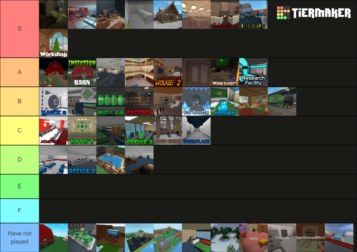 Every MM1/MM2 map EVER! Tier List (Community Rankings) - TierMaker