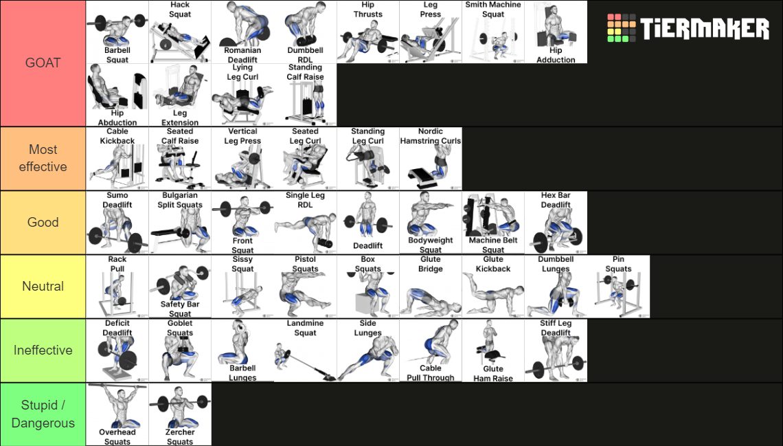Best Leg Exercises Tier List (Community Rankings) - TierMaker