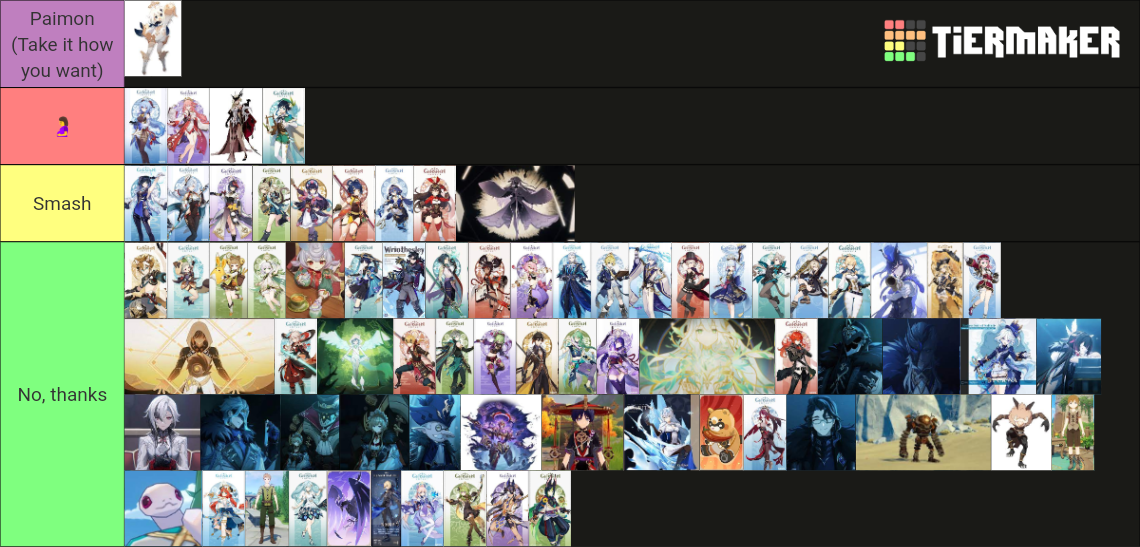 Genshin Impact SMASH or PASS Tier List (Community Rankings) - TierMaker