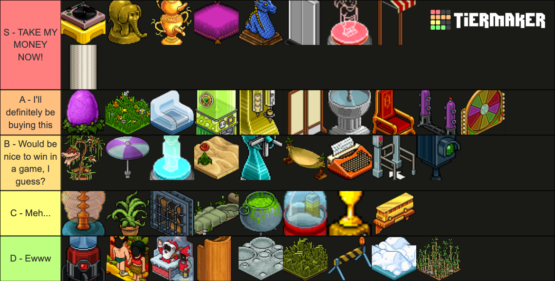 Habbo Rares Ultimate Tier List (Community Rankings) - TierMaker