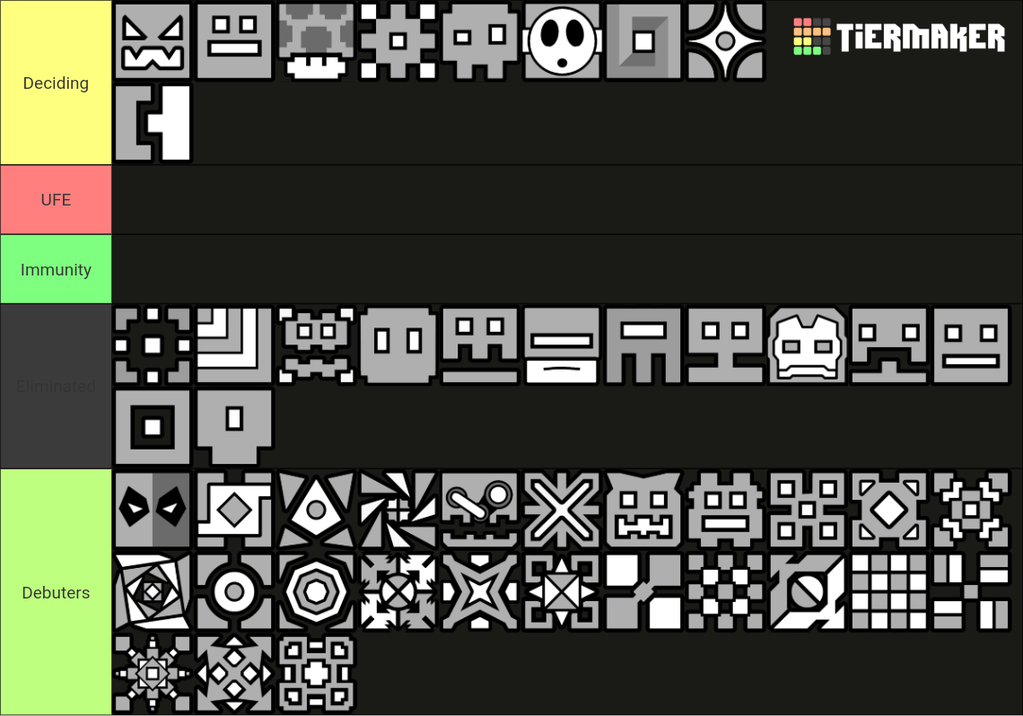 Recent Geometry Dash Tier Lists - TierMaker