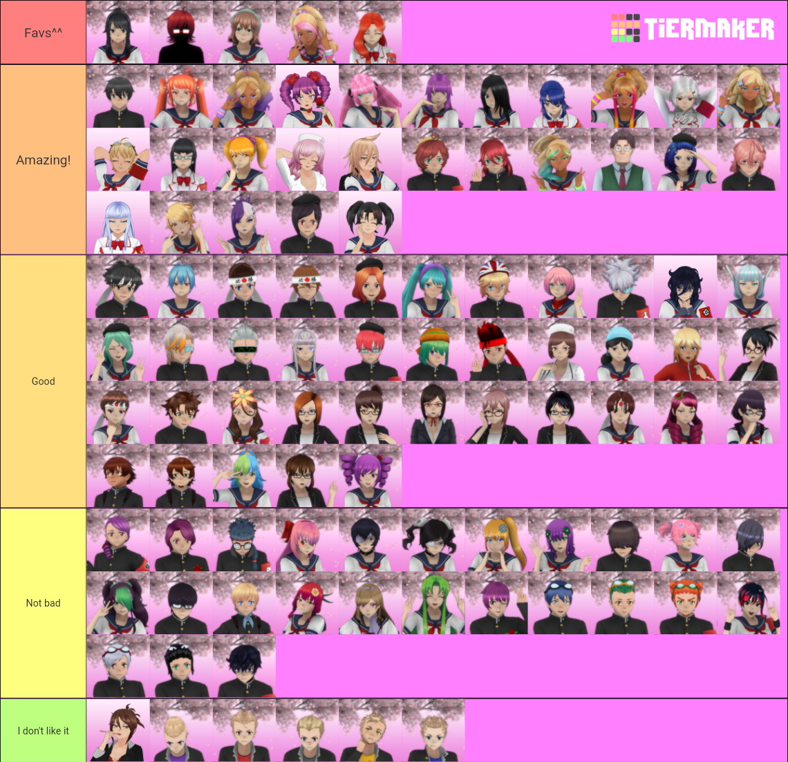 Yandere Simulator Characters Tier List (Community Rankings) - TierMaker